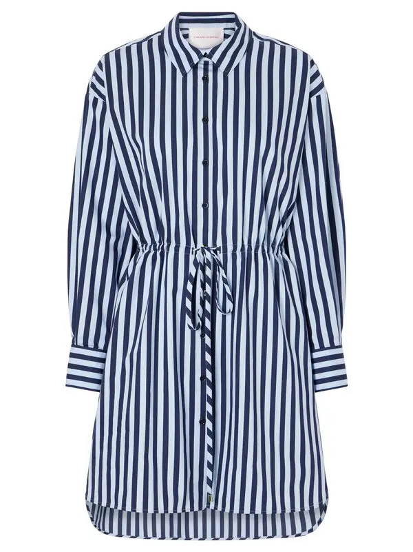 Carolina Herrera Striped Cotton-blend Poplin Mini Dress - Blue