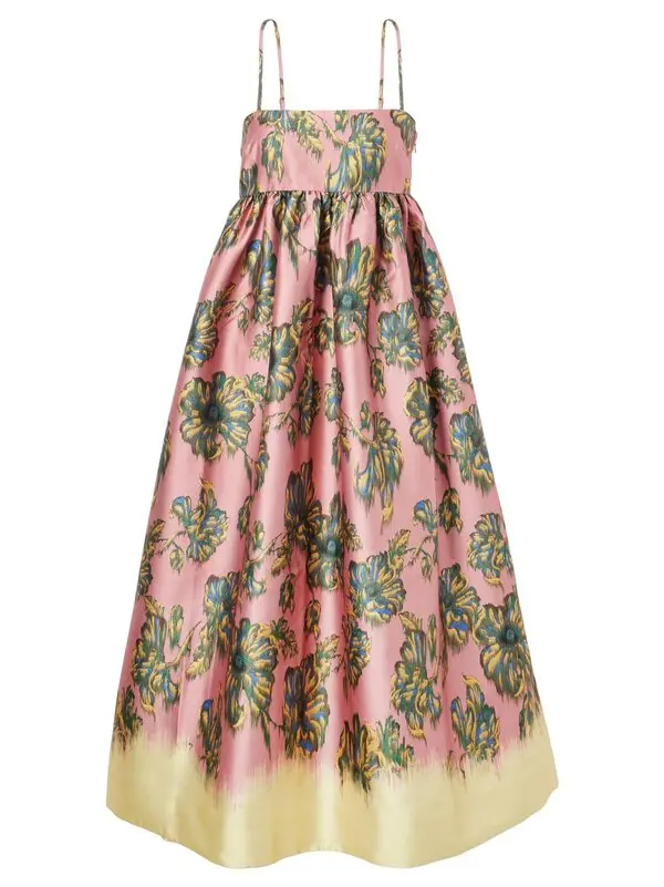 ALEMAIS Faye Tie-detailed Floral-print Twill Midi Dress - Multi