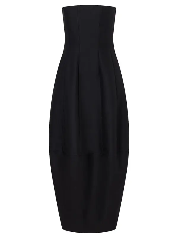 Khaite Stela Wool And Silk-blend Midi Dress - Black