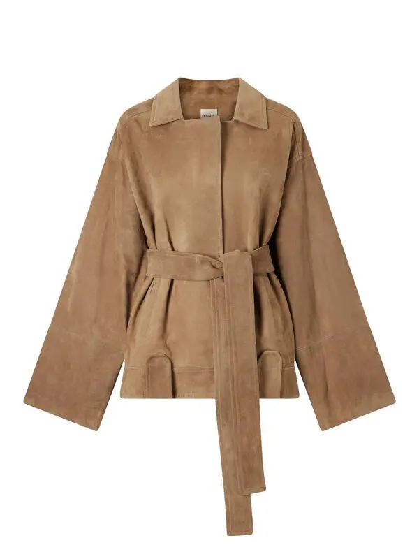 Khaite Alder Suede Jacket - Neutrals
