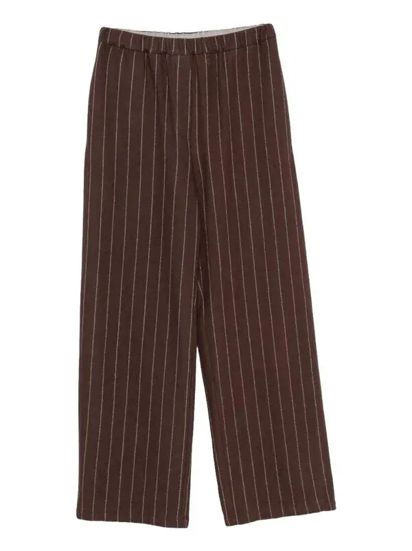 ALYSI Wool Striped Wide-leg Trousers - Brown