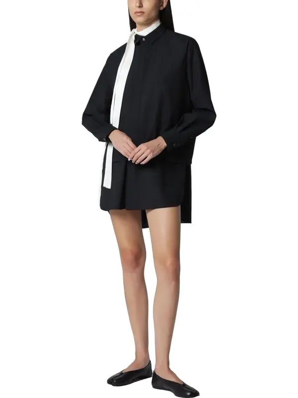 Sacai Wool-blend Mini Shirt Dress - Black