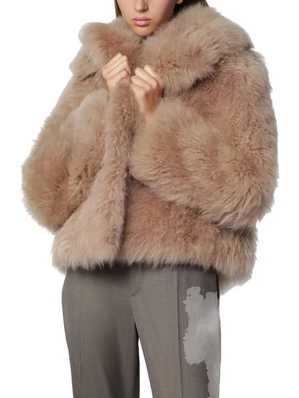 BLANCHA Short Caramel Fur Jacket - Beige