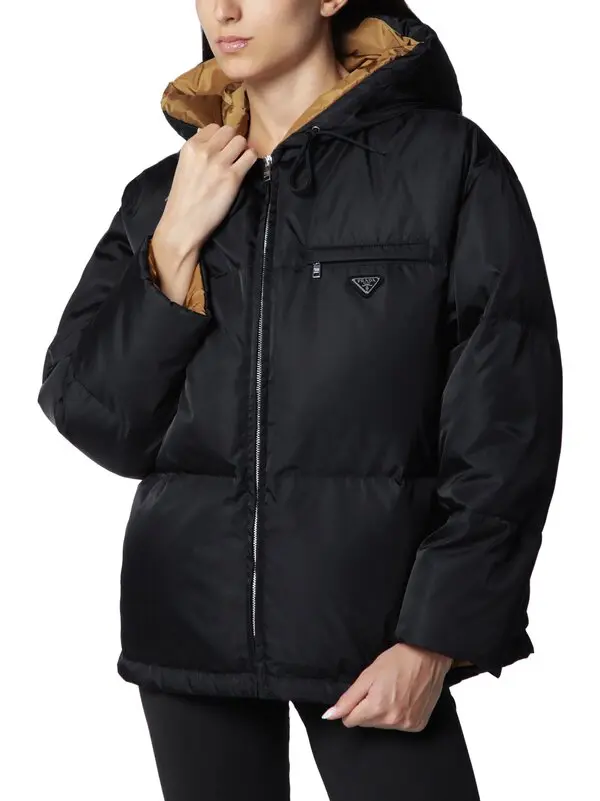 Prada Re-nylon Zip-up Puffer Jacket - Black