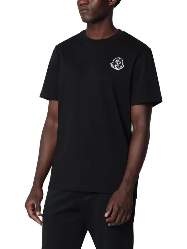 Moncler Cotton Jersey T-shirt With Logo Patch - Black