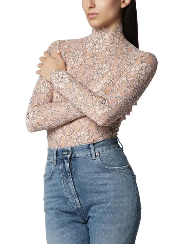 Valentino Garavani Nude Rebrodé Lace Bodysuit - Black