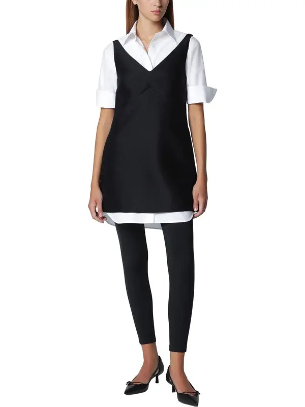 Balenciaga Hybrid Chemisier Mini Dress In Wool And Silk - Black