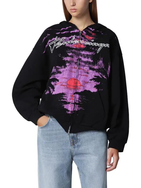 Balenciaga Zip-up Hoodie Dream Surfer In Cotton Fleece - Black