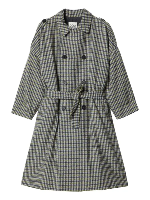 DOUUOD Double-breasted Wool-blend Trench Coat With Check Pattern - Beige