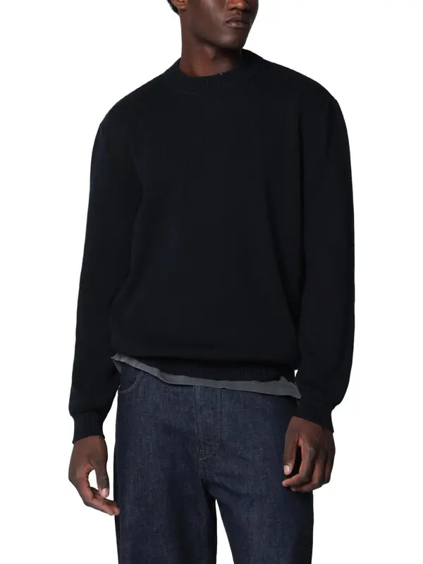 GOLDEN GOOSE Crewneck Sweater With Distressed Effect - Blue