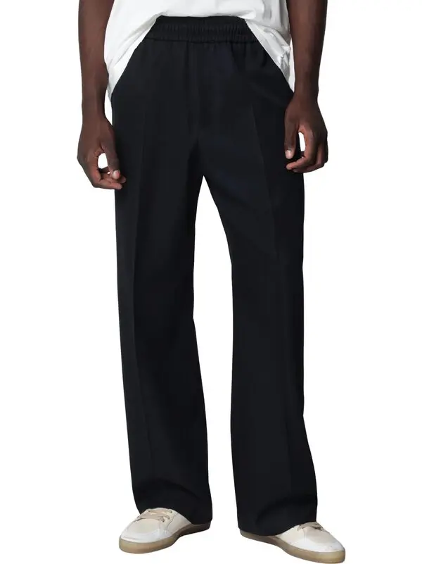 GOLDEN GOOSE Straight-leg Trousers In Cotton-wool Blend, Dark - Blue