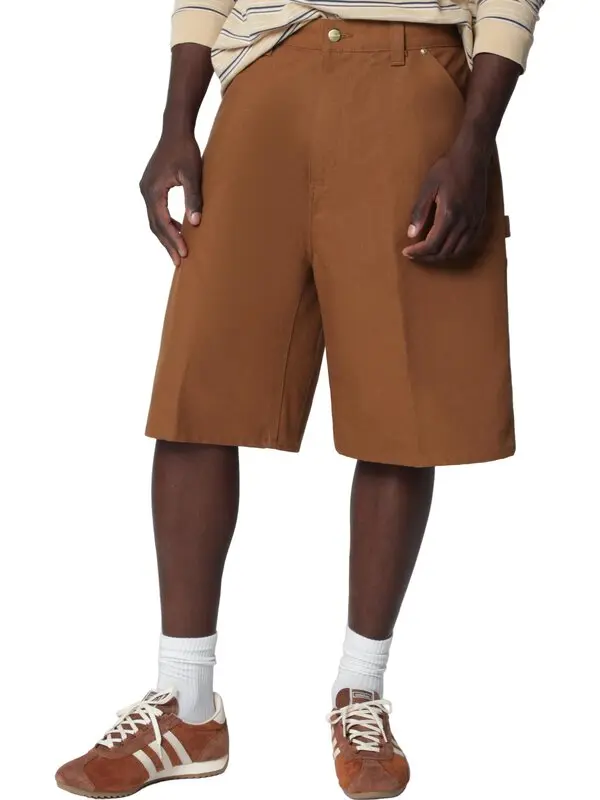 Carhartt Work In Progress Og Single Knee Shorts In Hamilton Cotton - Brown