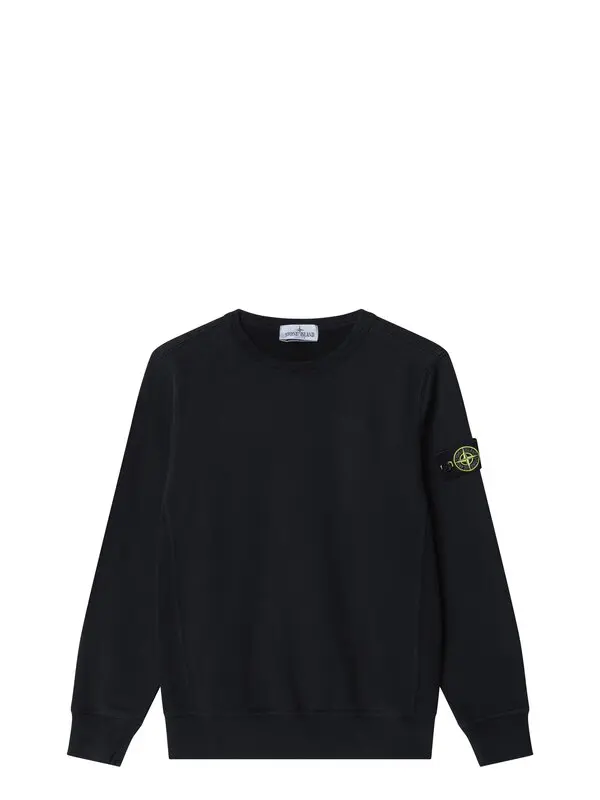 Stone Island Cotton Sweatshirt With Compass Patch - Black