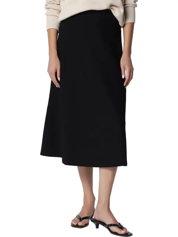 Max Mara Flared Midi Skirt In Viscose Crêpe Yarn - Black