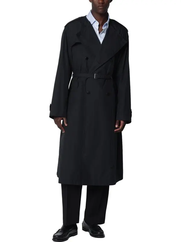 Prada Double-breasted Cotton-blend Trench Coat - Black