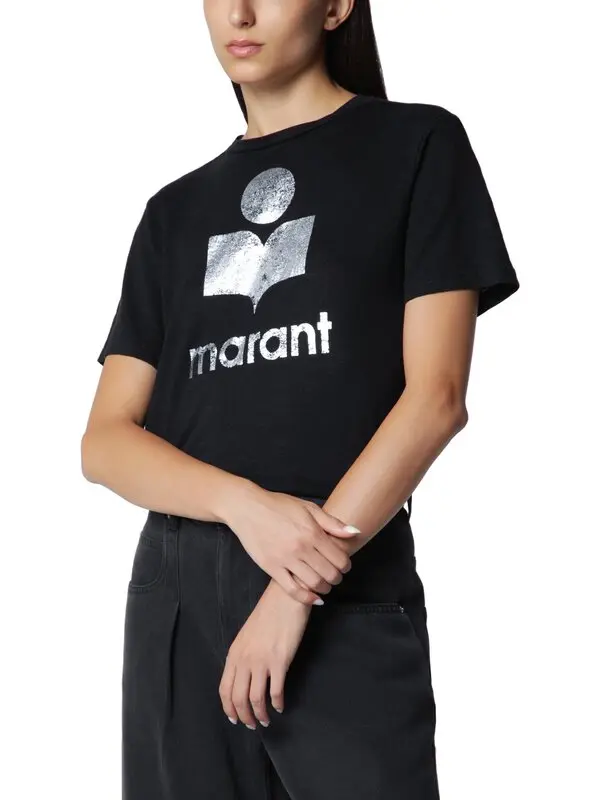 Isabel Marant Étoile Zewel Logo Short-sleeve Linen T-shirt - Black
