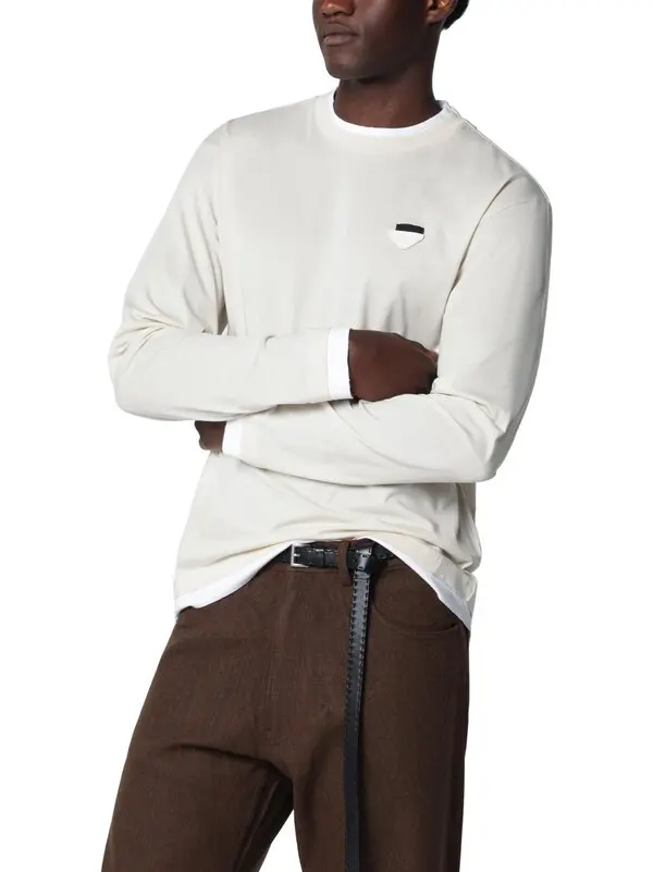 Prada Talc Long-sleeve Cotton Top - White
