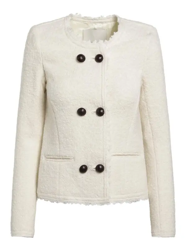 Isabel Marant Étoile Suely Bouclé Jacket With Fringed Trim - White