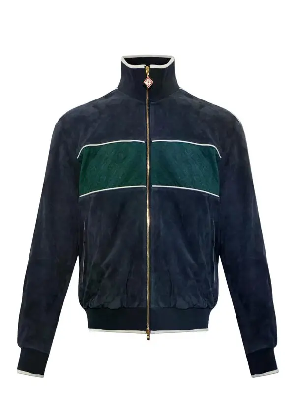 Casablanca Monogram-pattern Suede Sport Jacket - Blue