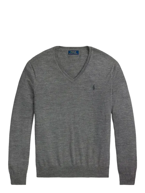 Polo Ralph Lauren Logo-embroidered V-neck Sweater - Grey