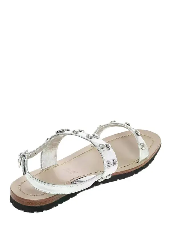 Moschino Heart-stud Leather Sandals - Silver