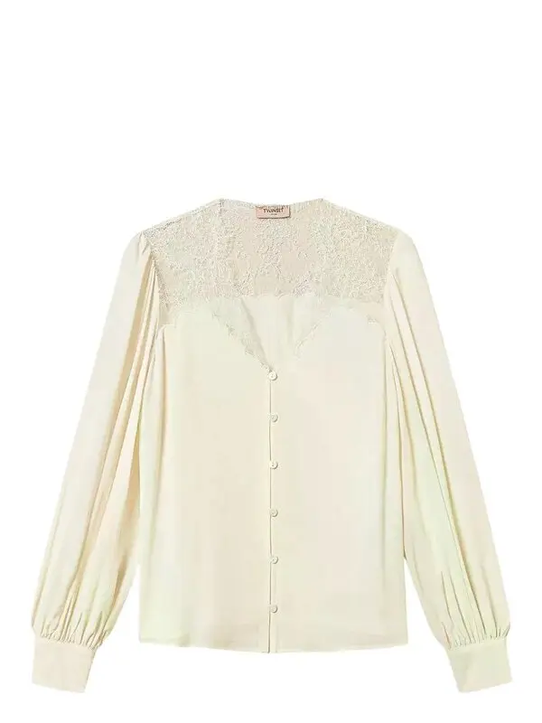 TWINSET Jacquard Shirt With Lace - Neutrals