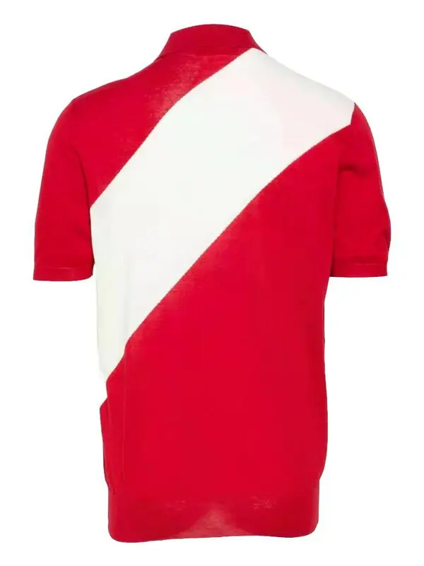 Bally Colour-block Knitted Polo - Red