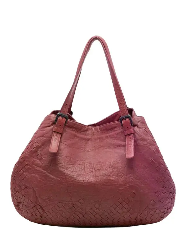 Bottega Veneta 2012-2026 Large Intrecciato Trimmed Nappa Cesta Tote Bag - Red
