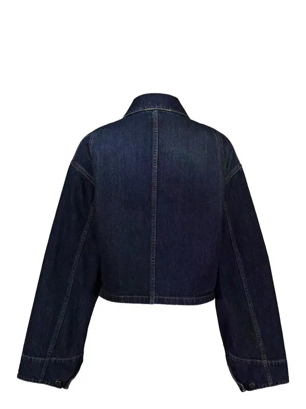 Prada Logo-plaque Cropped Denim Jacket - Blue