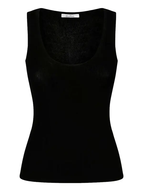 Max Mara Ribbed-knit Top - Black
