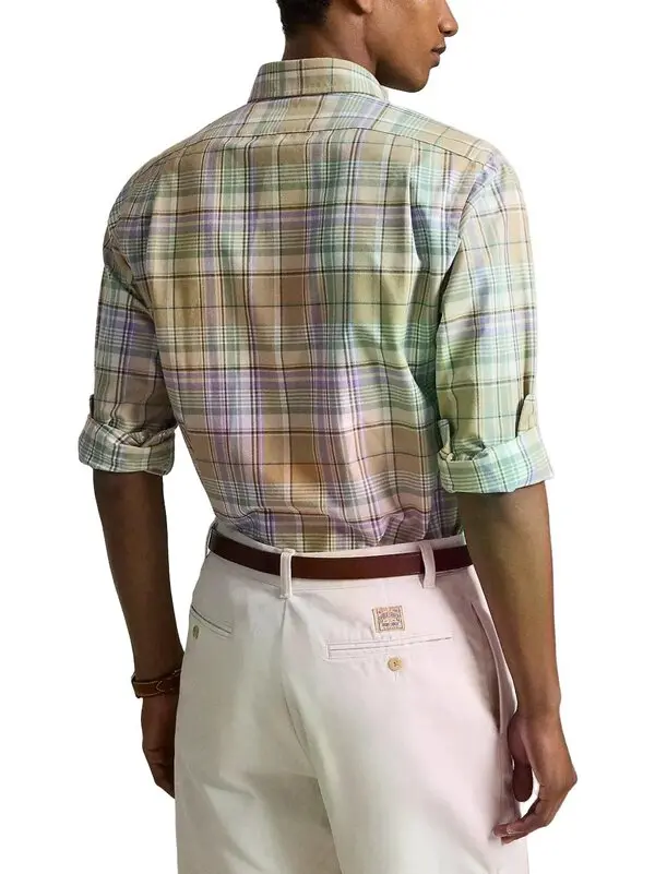Polo Ralph Lauren Plaid-check Embroidered-logo Shirt - Neutrals