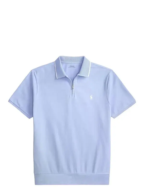 Polo Ralph Lauren Zip-neck Logo-embroidered Polo Shirt - Blue