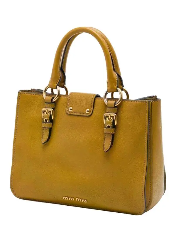 Miu Miu Goatskin Madras Satchel - Yellow