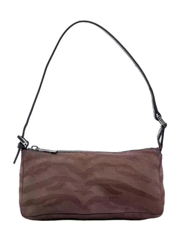 Fendi 2000-2010 Zebra Print Canvas Pochette Shoulder Bag - Brown