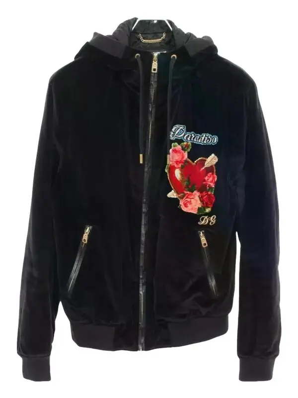 Dolce & Gabbana Embroidered Hooded Jacket - Black
