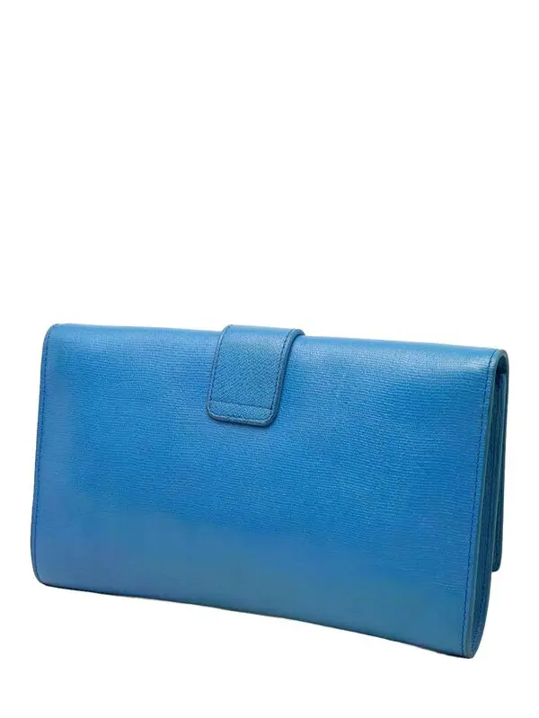 Saint Laurent 20th Century Textured Leather Chyc Ligne Clutch Bag - Blue