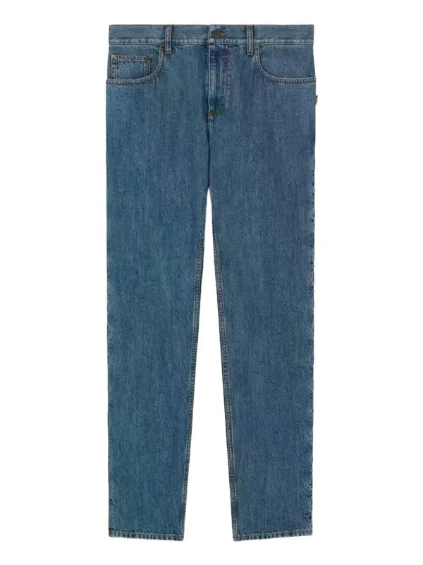 Burberry Straight Leg Jeans In Mid Wash - Blue
