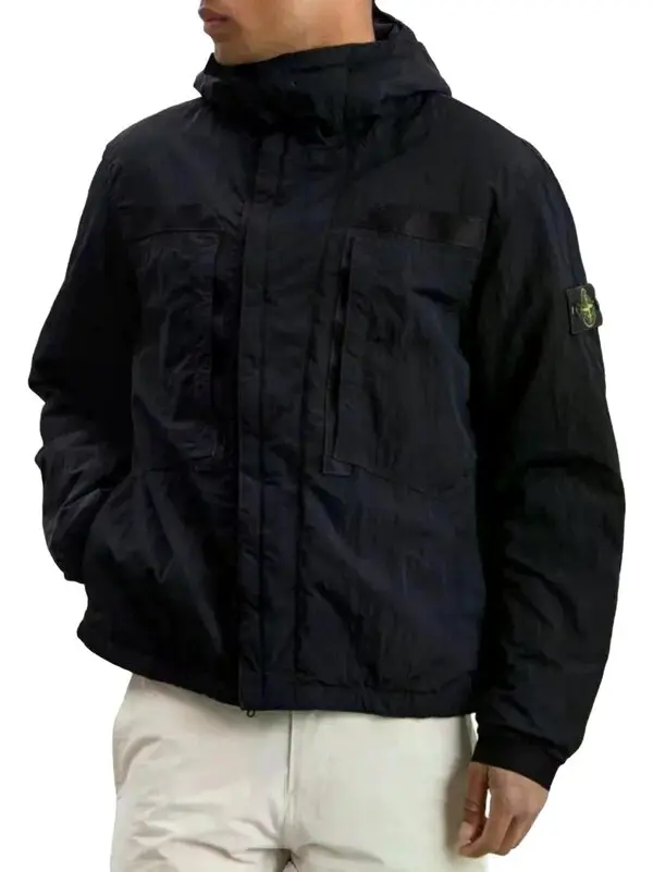 Stone Island Hooded Logo-patch Jacket - Blue