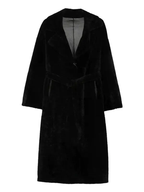 ARMA Belted Shearling Coat - Black