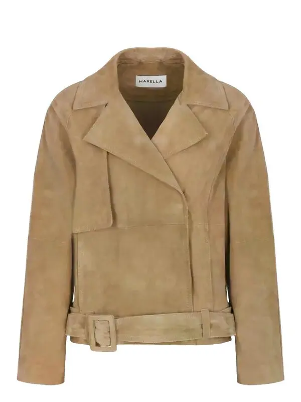 Marella Belted Suede Jacket - Neutrals
