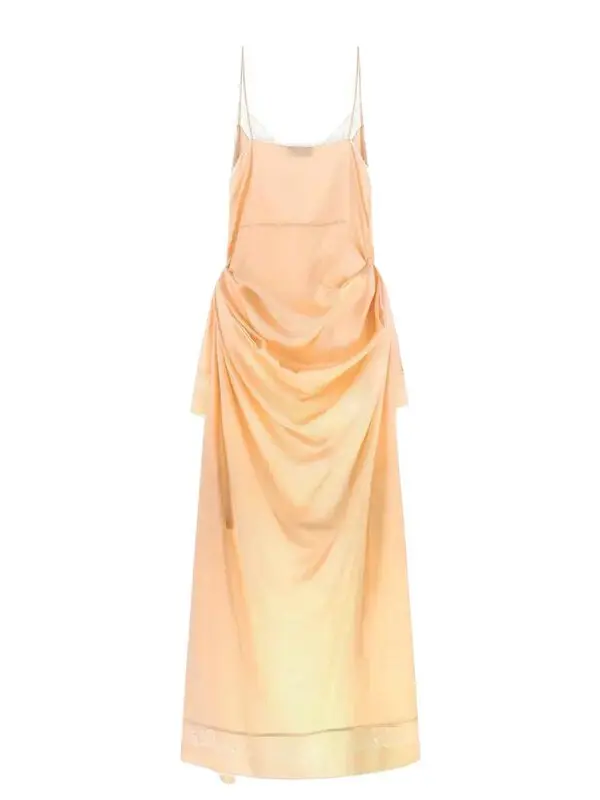 Magda Butrym Lace-trimmed Draped Dress - Orange