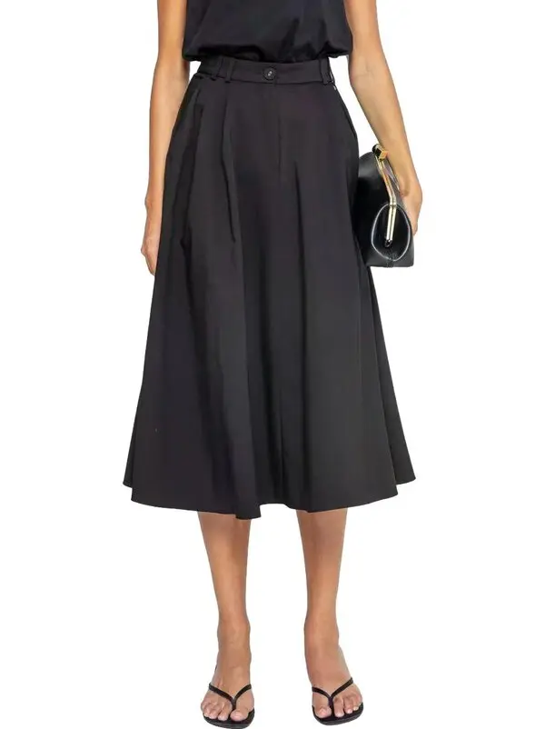 NISSA High-waisted Cotton Midi Skirt - Black