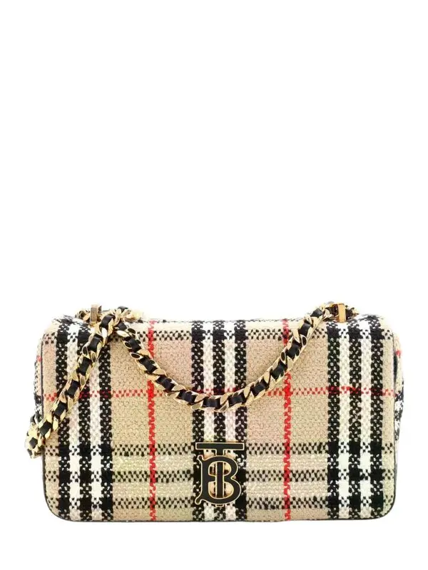 Burberry Lola Vintage Check Tweed Small Shoulder Bag - Neutrals