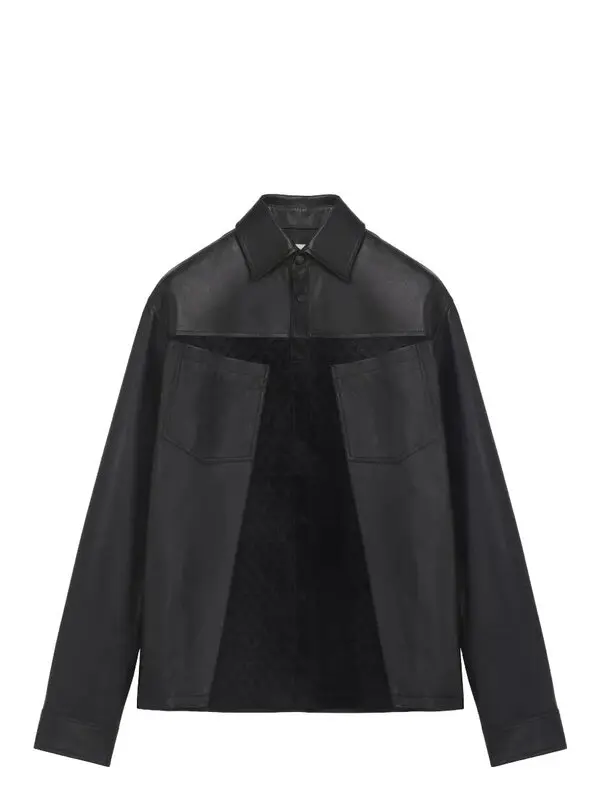 Alexander McQueen Panelled Leather Overshirt - Black