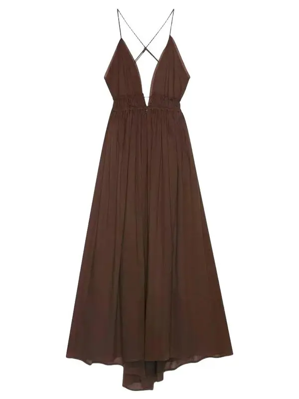OTTOD'AME Plunging Cross-back Dress - Brown