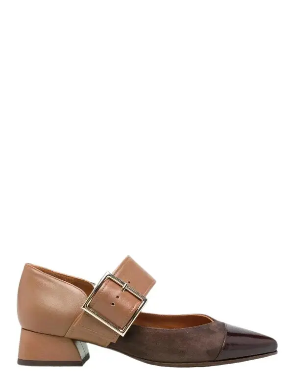 Chie Mihara Hebas Buckle-strap Pointed-toe Pumps - Brown