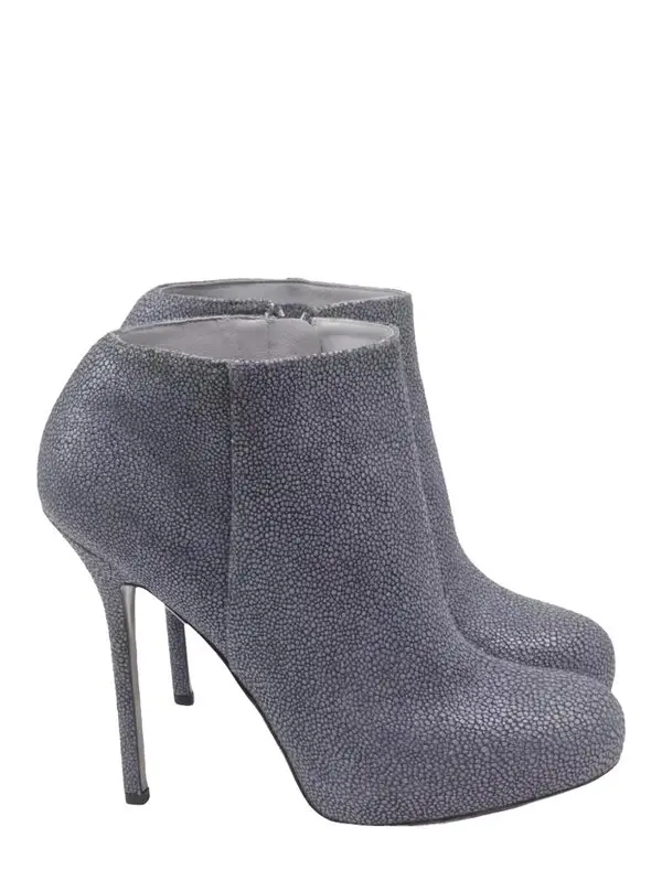 SERGIO ROSSI Shagreen-effect Ankle Boots - Grey
