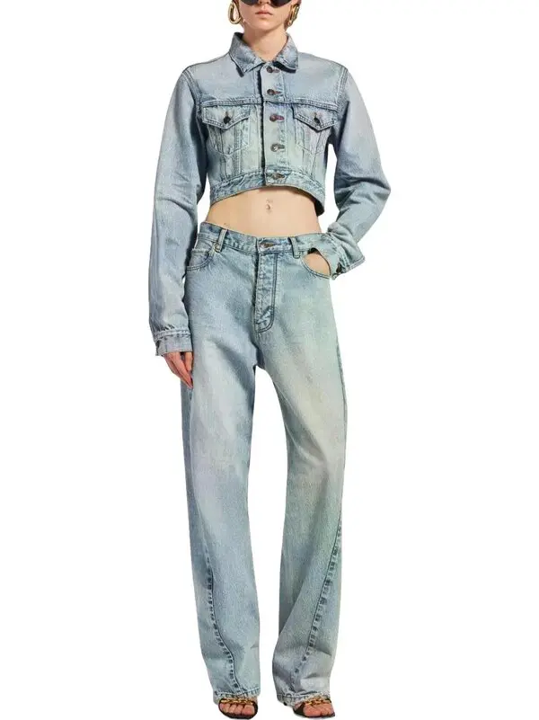Balenciaga Faded Twisted-seam Jeans - Blue