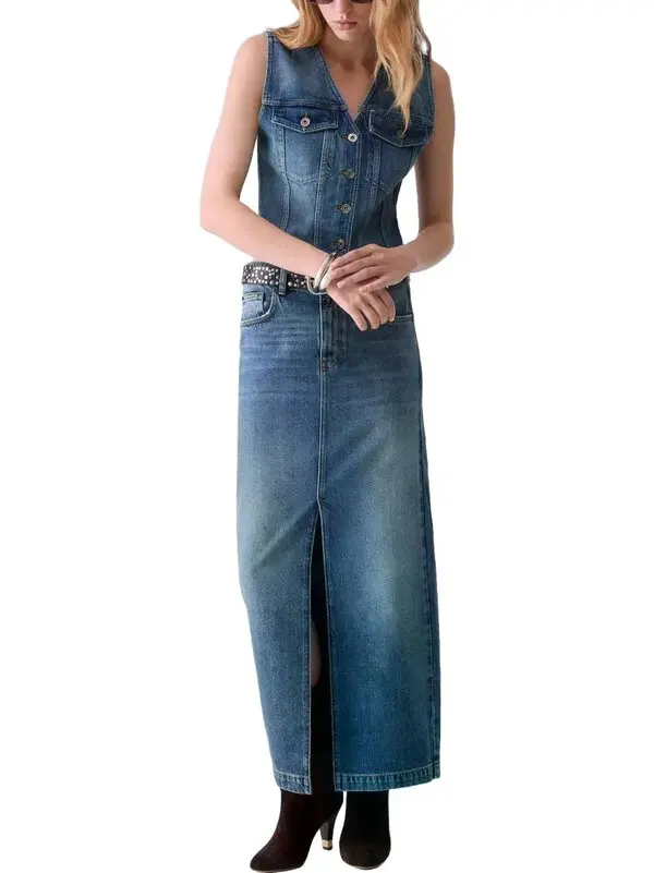 Liu Jo Long Denim Skirt - Blue