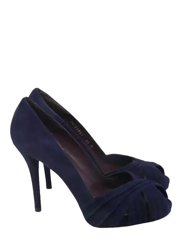 STUART WEITZMAN Peep-toe Suede Pumps With Crossover Straps - Blue